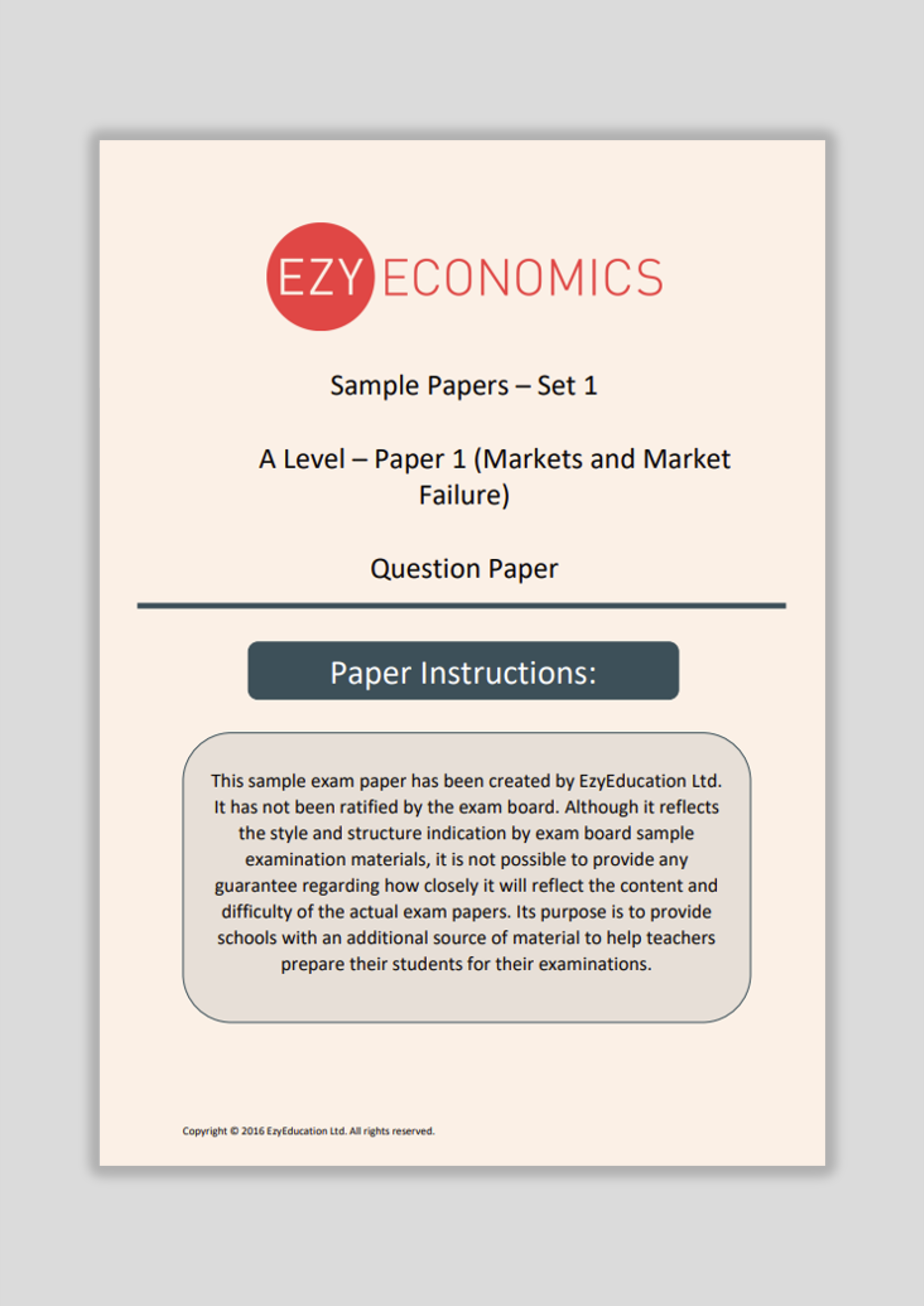 3. A-Level Economics Exam Papers – www.ezyeducation.co.uk