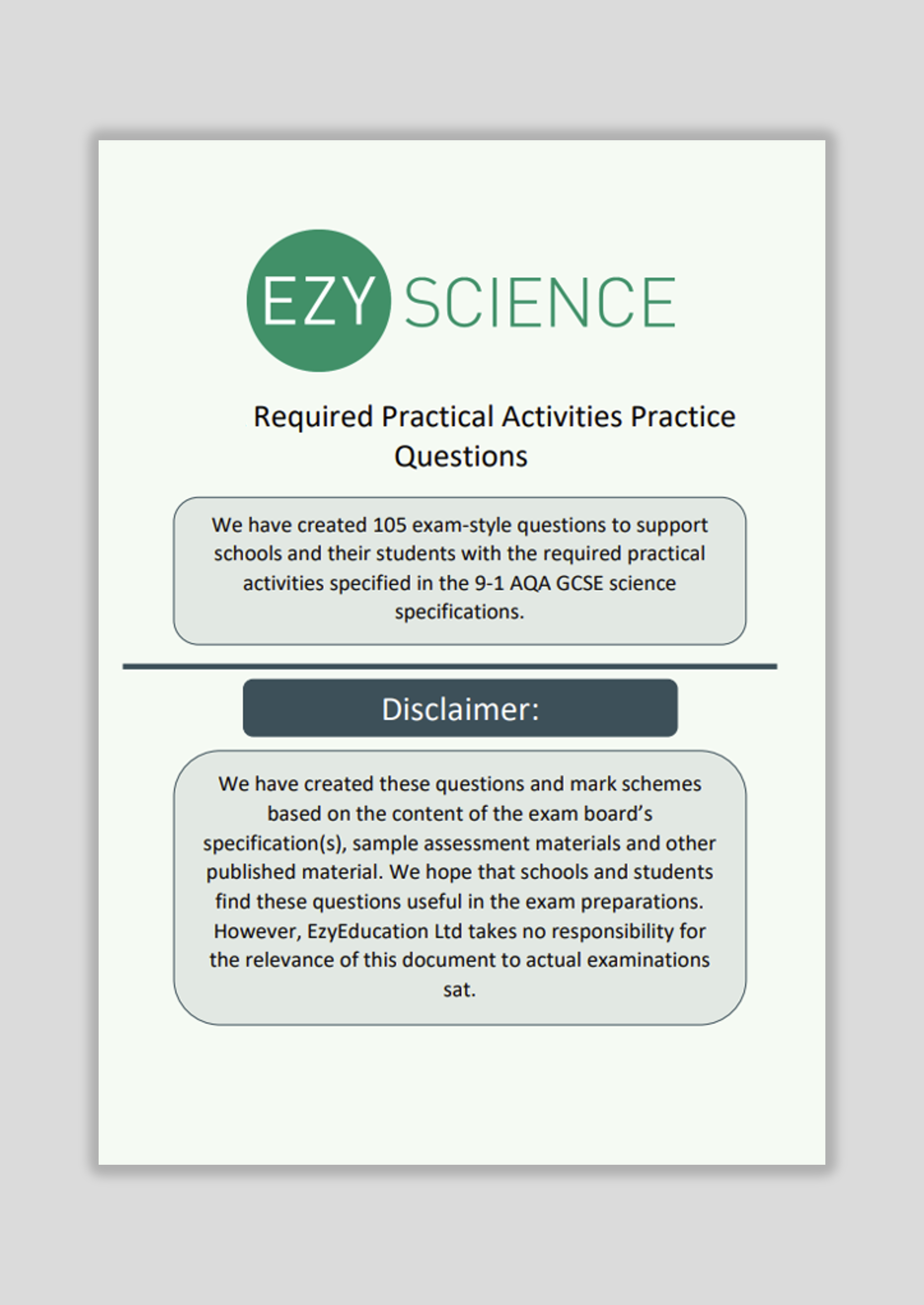 7. GCSE Science Required Practical Questions – www.ezyeducation.co.uk